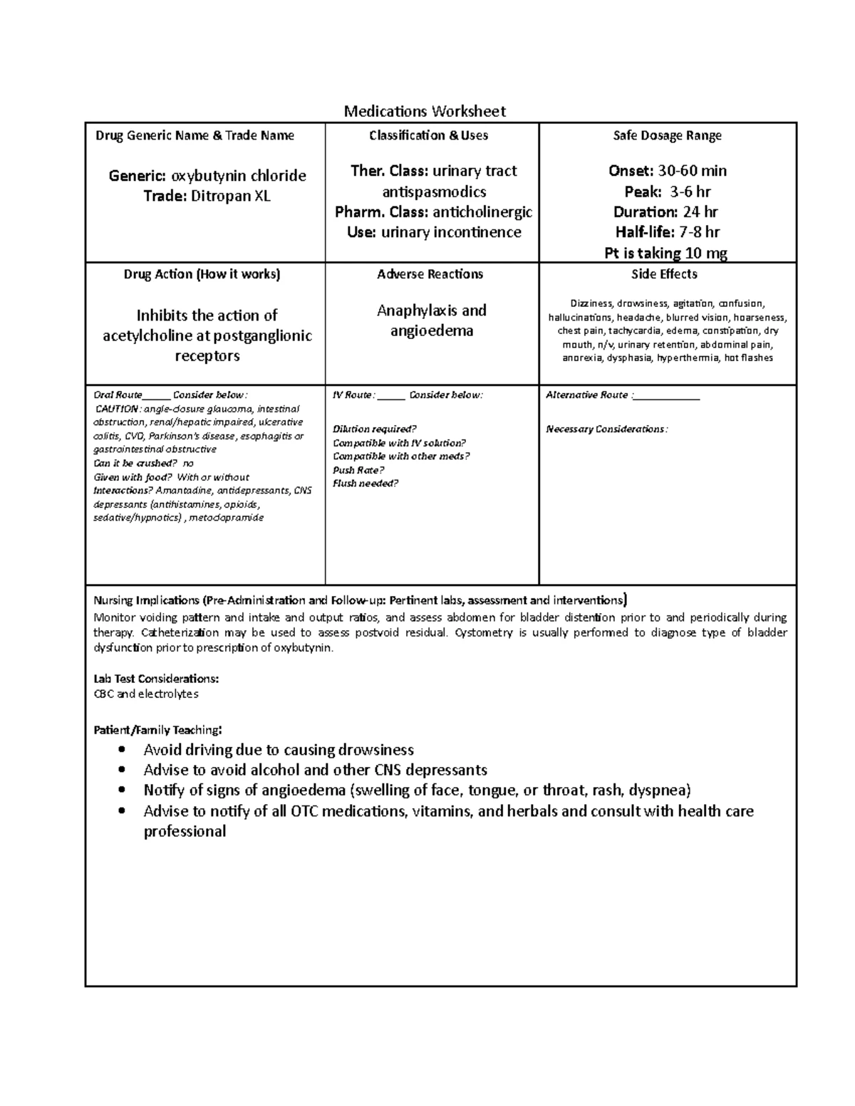 miSOPROStol (Cytotec) - Medications Worksheet Drug Generic Name & Trade ...