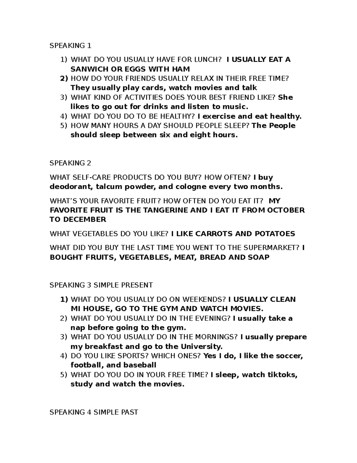 ORAL EXAM English 3 Modules 1-2 Speaking Practice Guide - Studocu