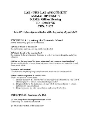 BIOL 1020U Pre Lab Assignment: Statistical Tests in Biology - Studocu