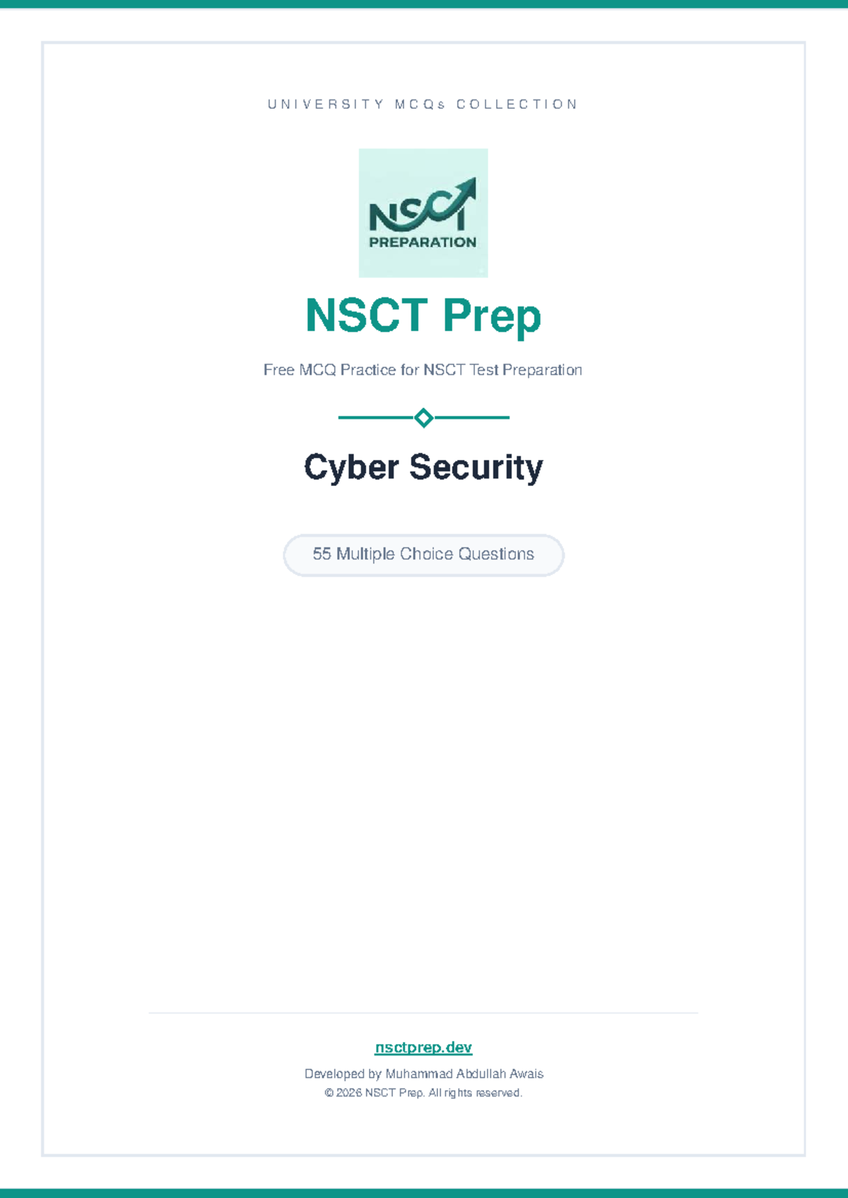 NSCT Cyber Security MCQs Collection for Test Prep - Studocu