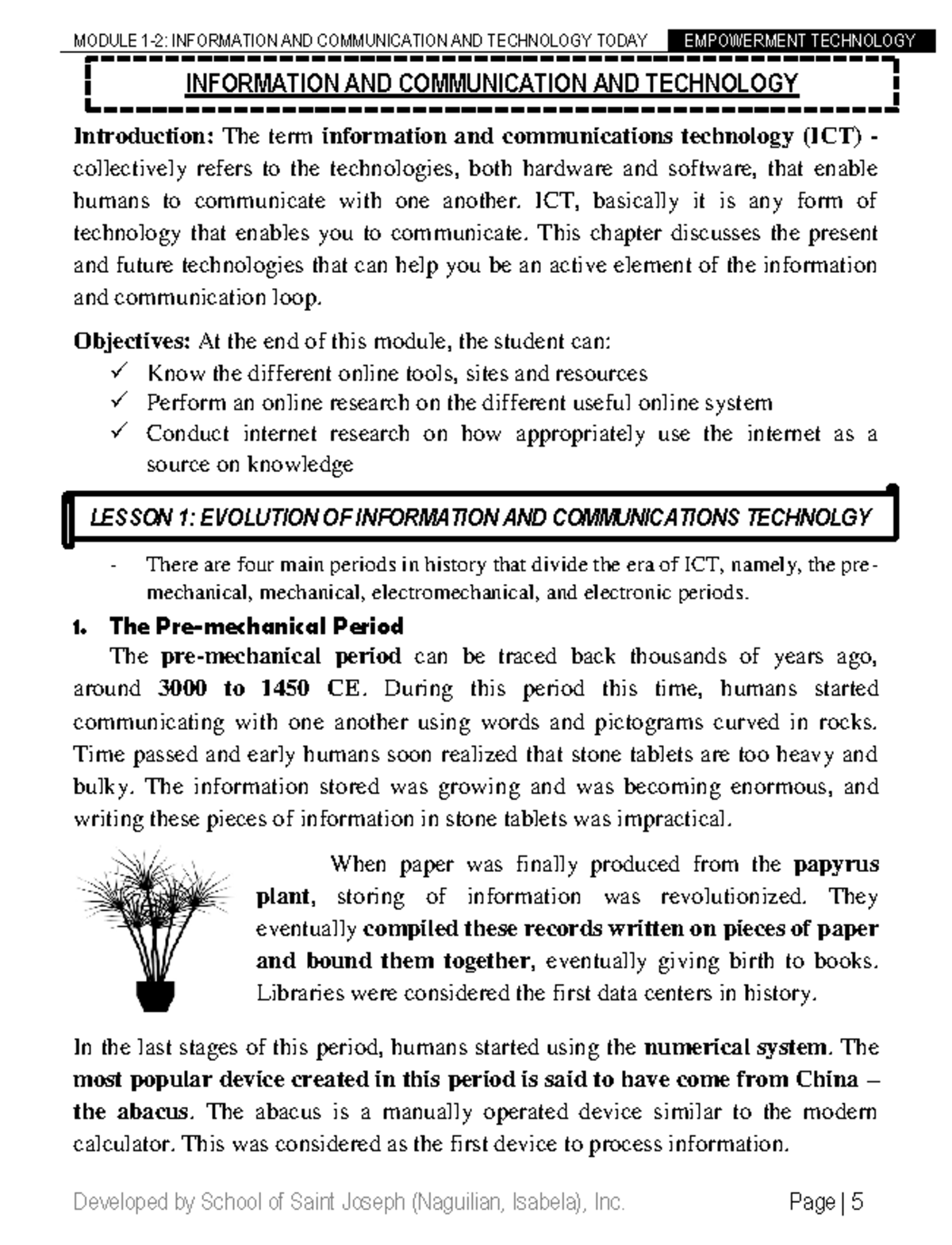 Lesson 1: Evolution of ICT - Emtech Module 1-2 Insights - Studocu