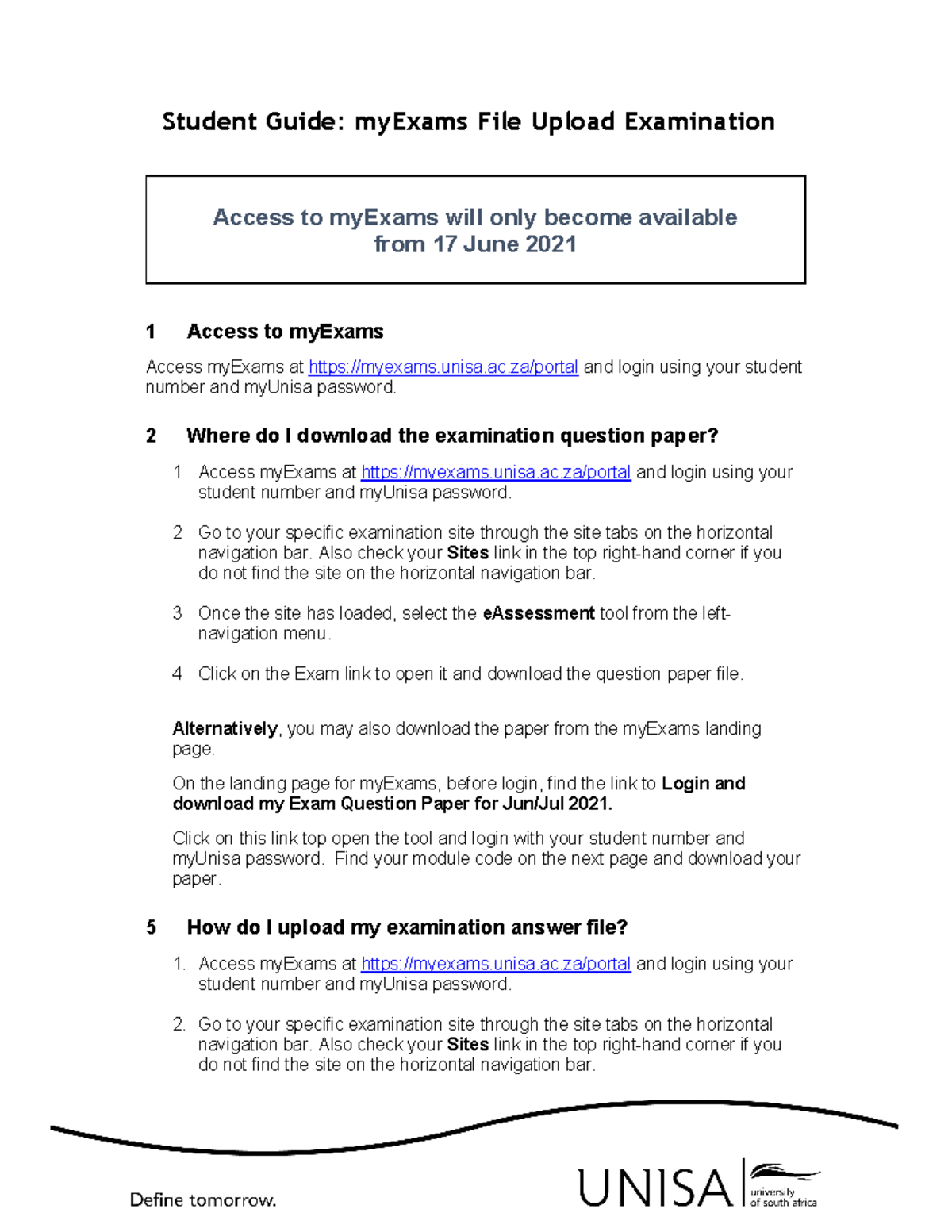 myExams Take Home Exam Procedures and Guidelines - Studocu