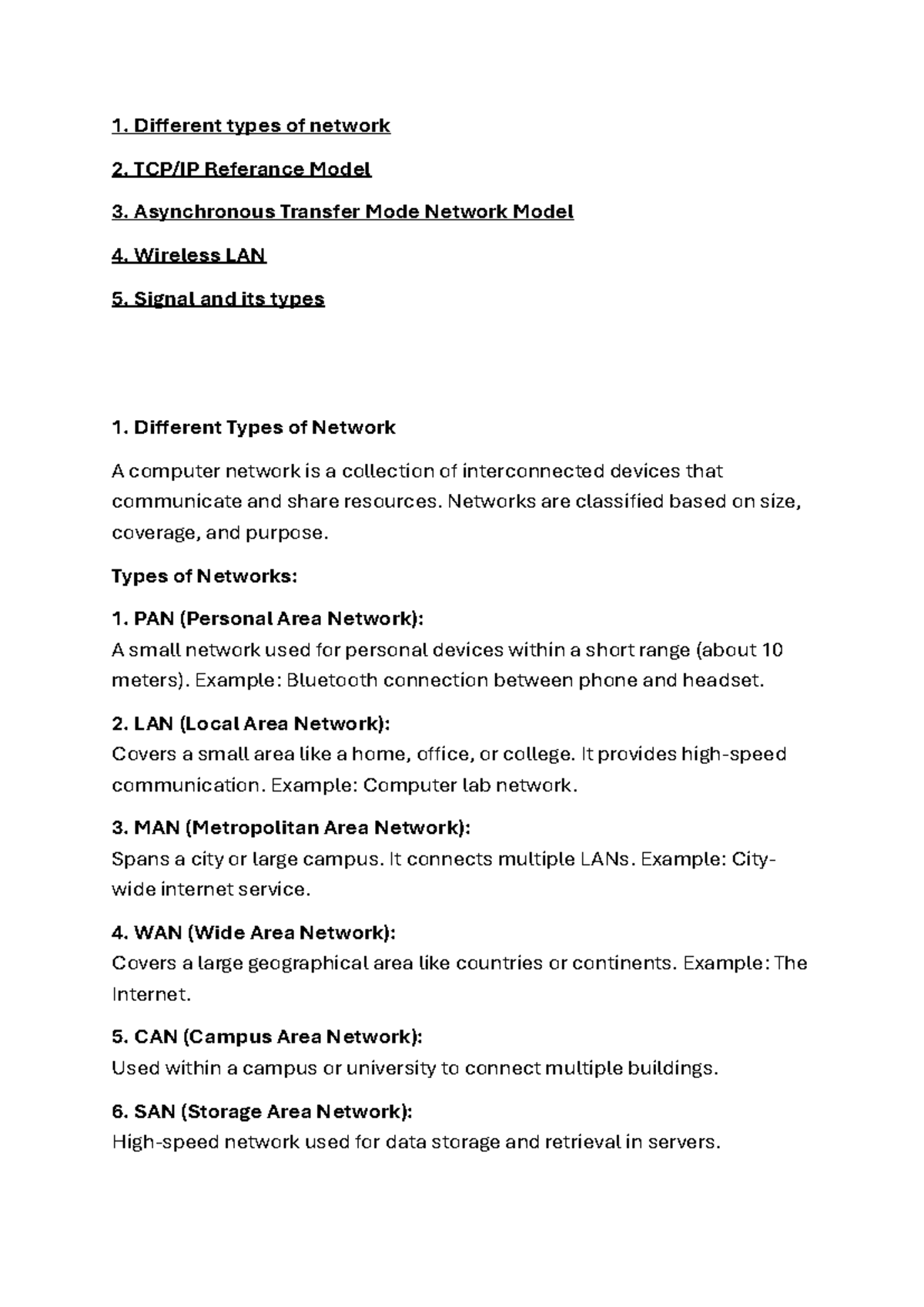 Network Types and Reference Models: Key Concepts for 10 Marks - Studocu