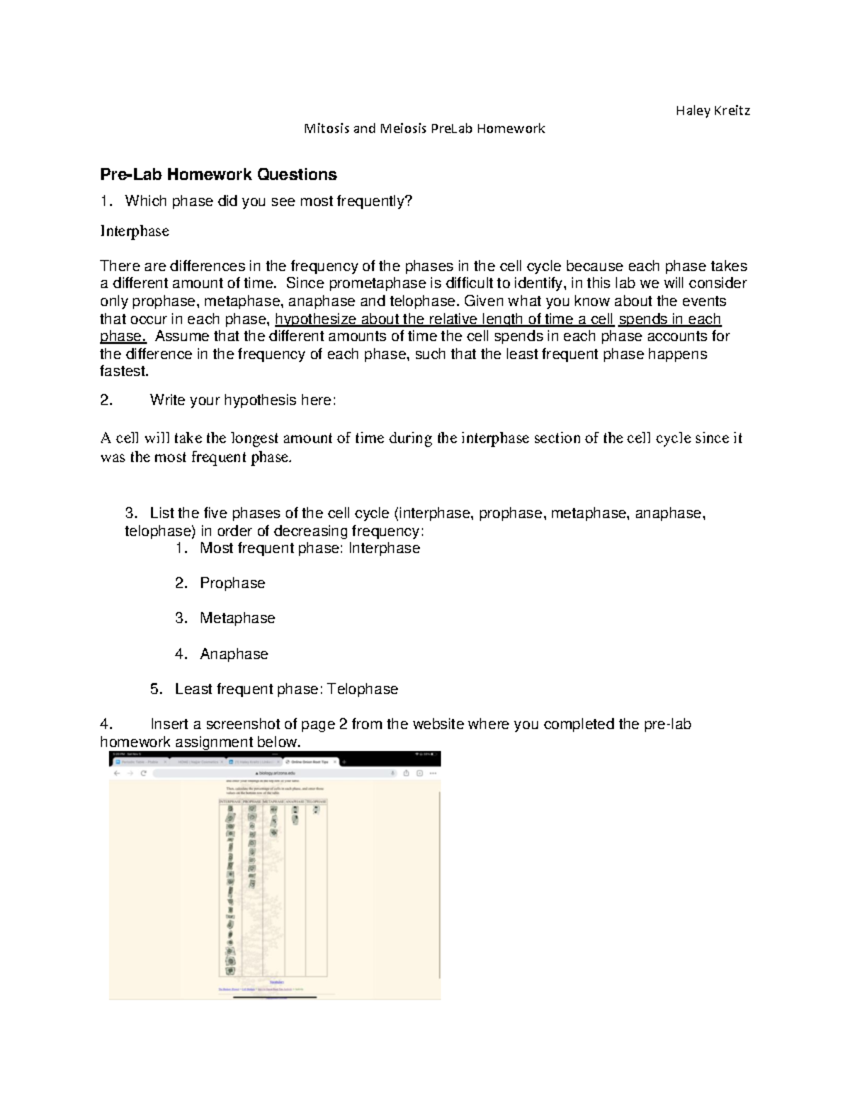 Mitosis & Meiosis Pre-Lab: Cell Cycle Phases Analysis - Studocu