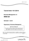 MNB1501 - Unisa - Business Management IA - Studocu