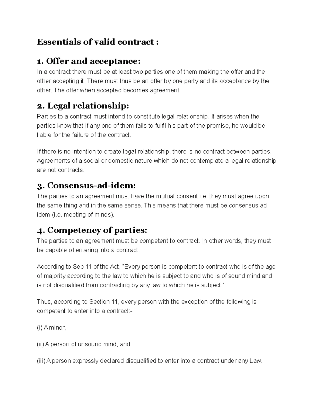 Contract II - Lecture notes All - KLE LAW ACADEMY BELAGAVI (Constituent ...