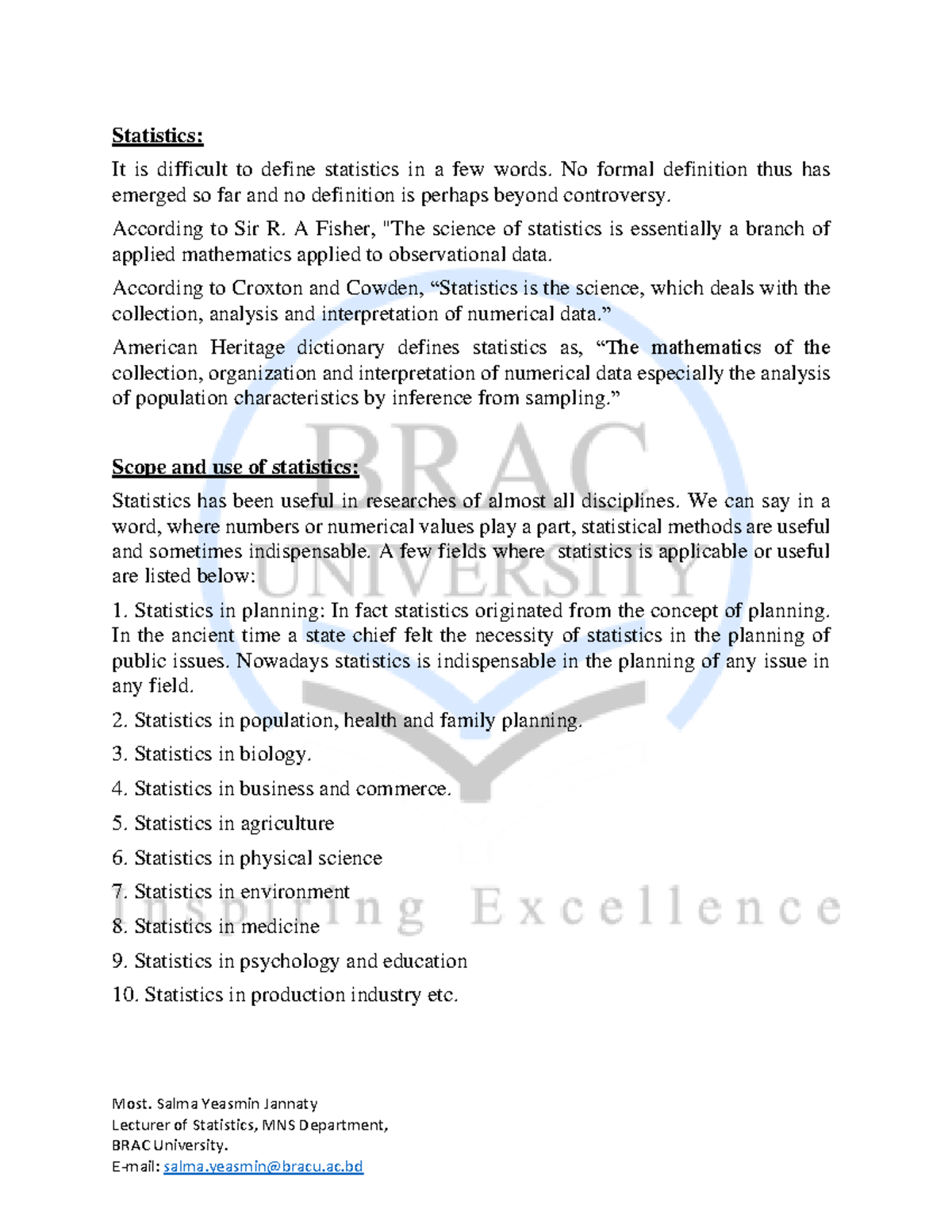Statistics: Definition, Scope, and Classification - MNS Department ...