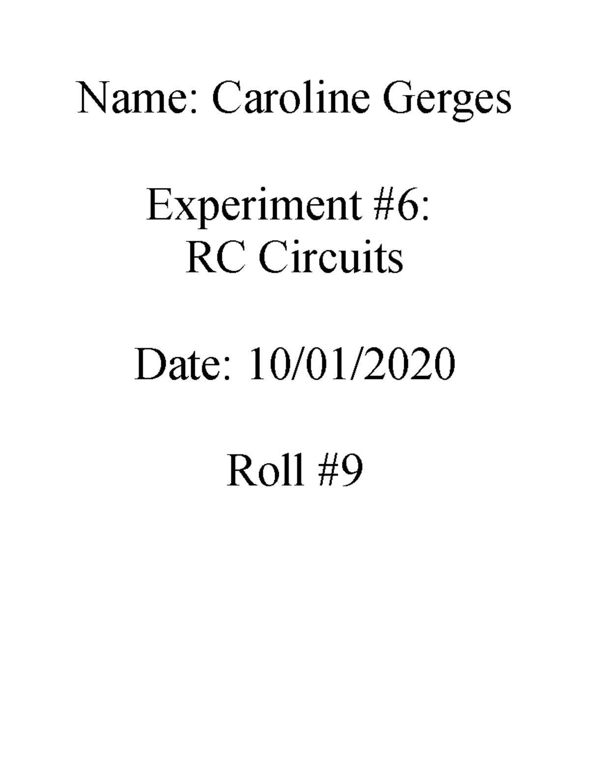 Physics 2 Lab 6: Analyzing RC Circuits & Time Constant Measurement ...