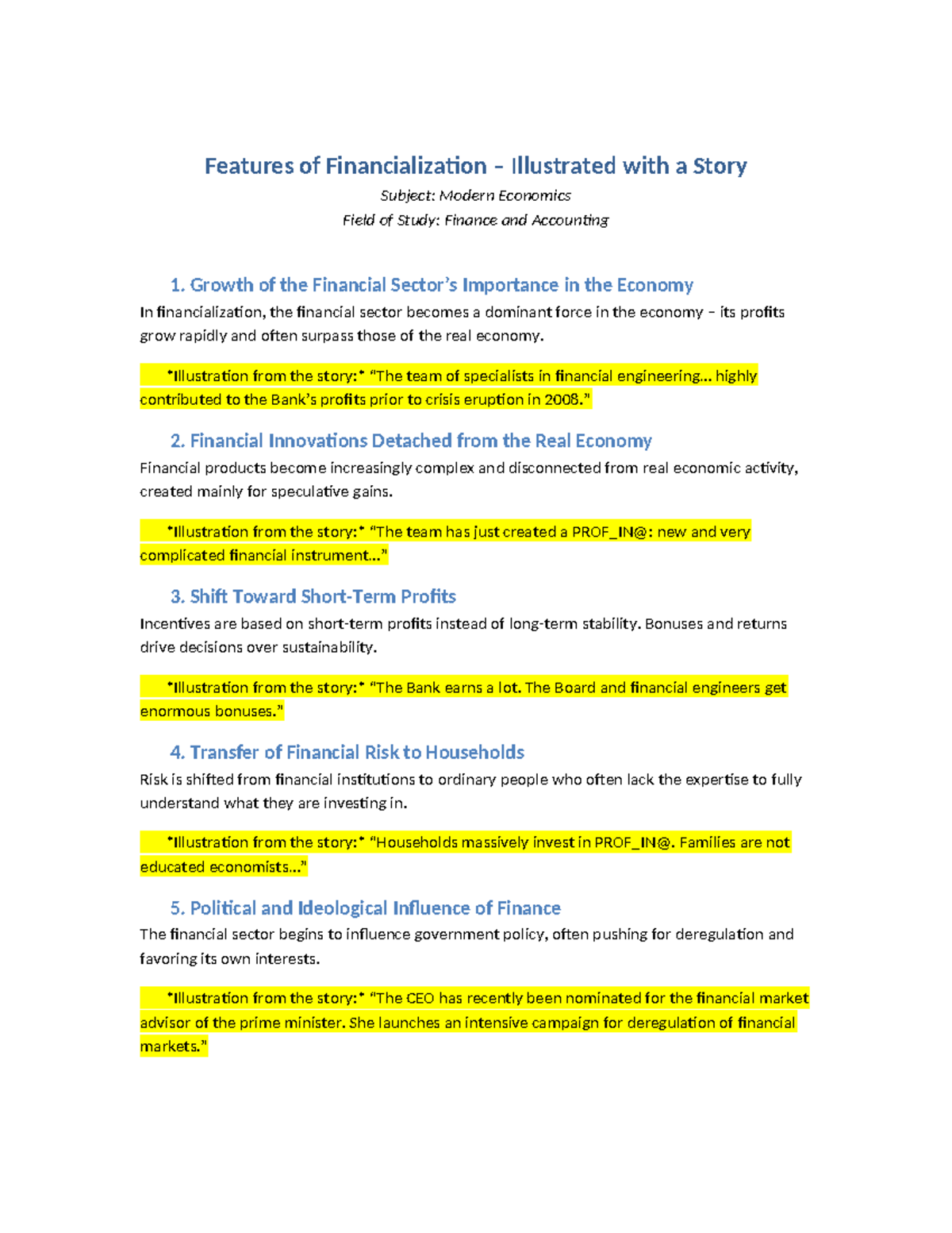 Enhanced Features of Financialization: A Modern Economics Overview ...