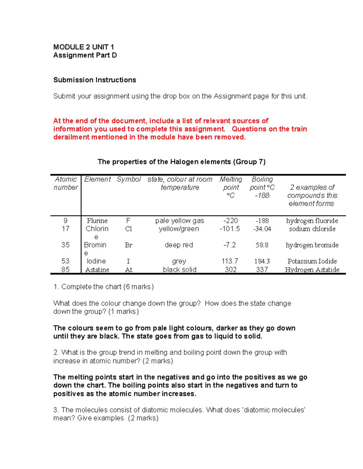 Module 2 Unit 1 Assignment D Module 2 Unit 1 Assignment Part D Submission Instructions Submit