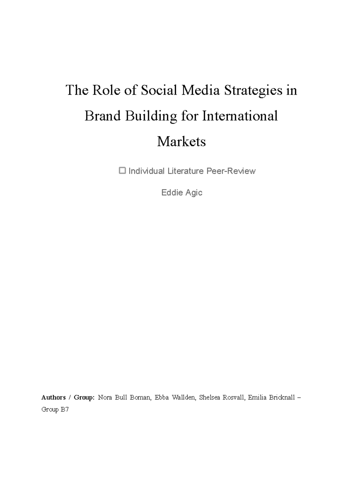 Social Media Strategies in Brand Building: A Literature Review (IMSE ...