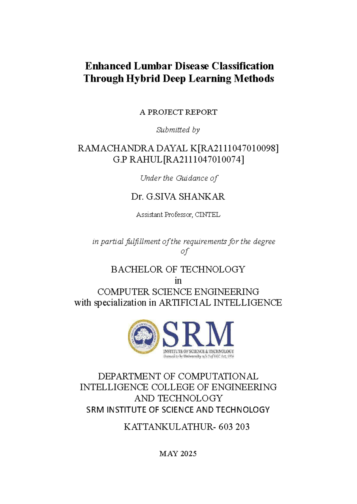 B1 - Enhanced Lumbar Disease Classification: Hybrid Deep Learning ...
