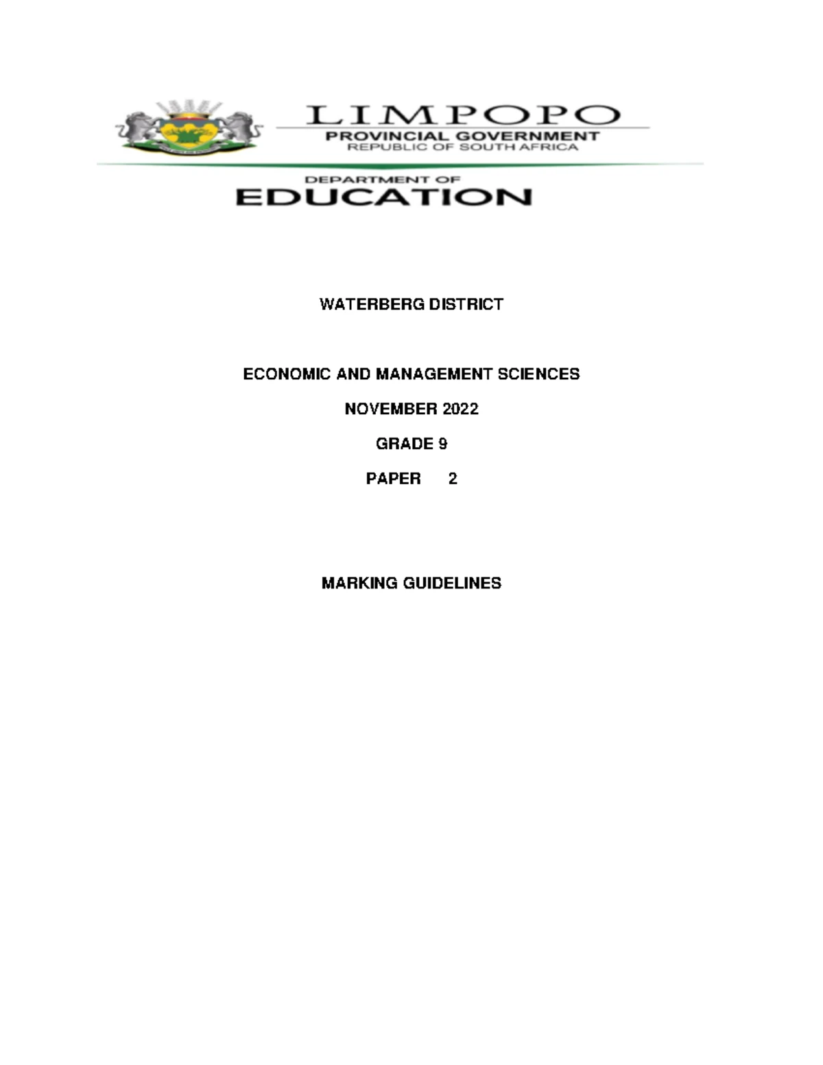 Maths LIT P1 MEMO 2024 Preparation Exam Guidelines - Studocu
