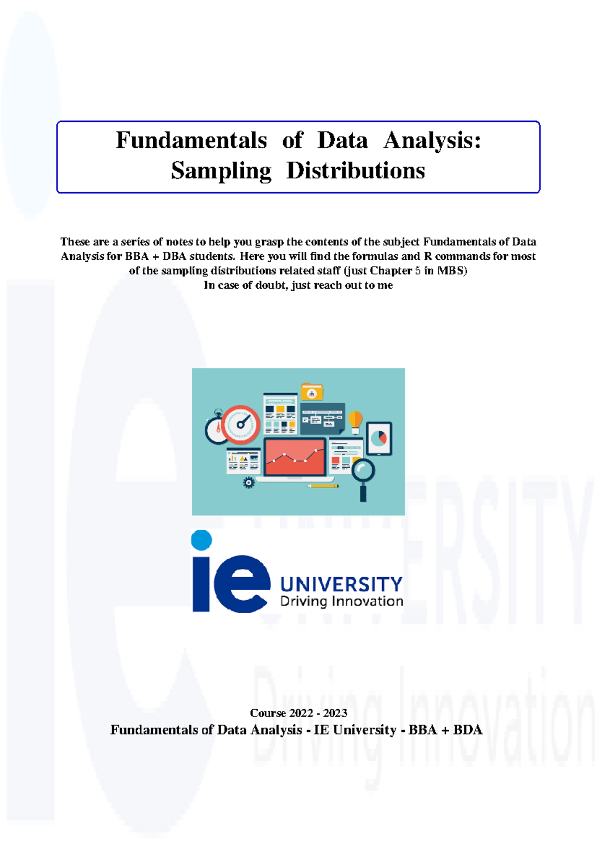 BBA 2022-2023: Chapter 5 Cheat Sheet - Sampling Distributions in Data ...