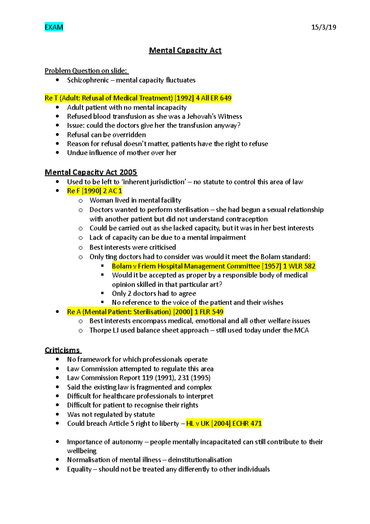 Mental Capacity Act 2005: Key Principles and Case Studies Analysis ...