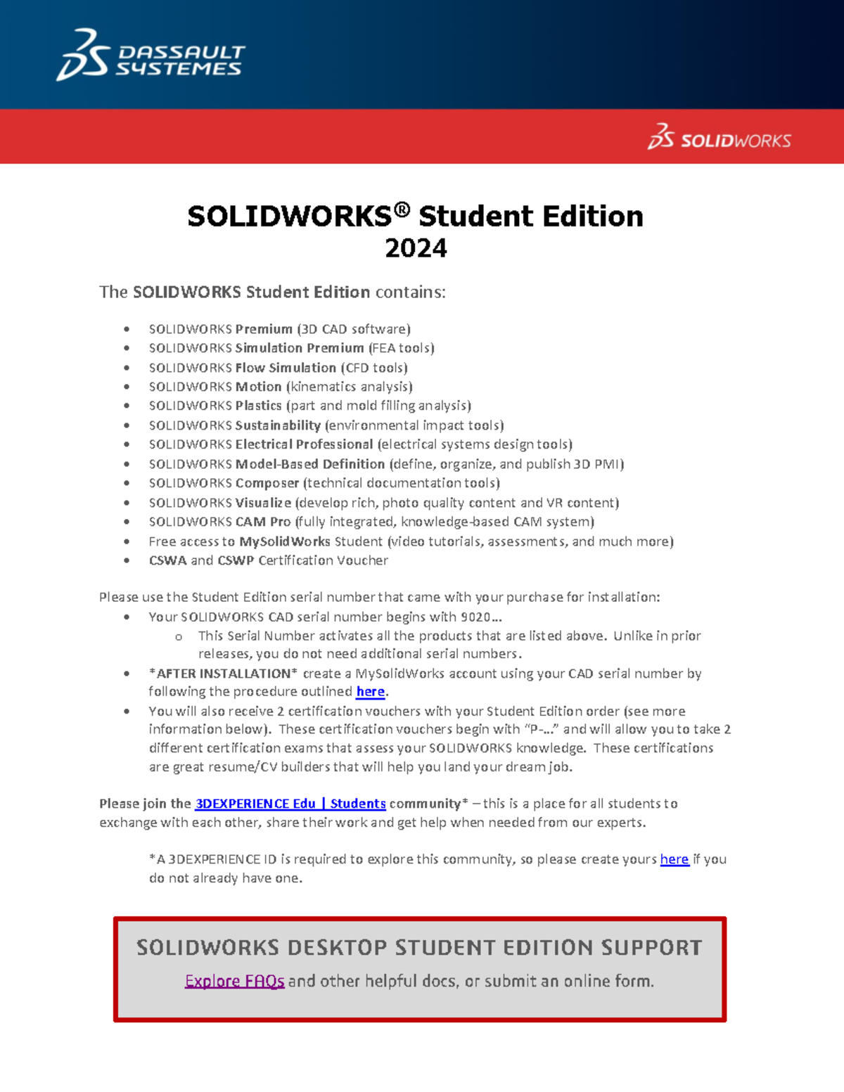 SOLIDWORKS Student Edition Installation Guide 2024 - Studocu