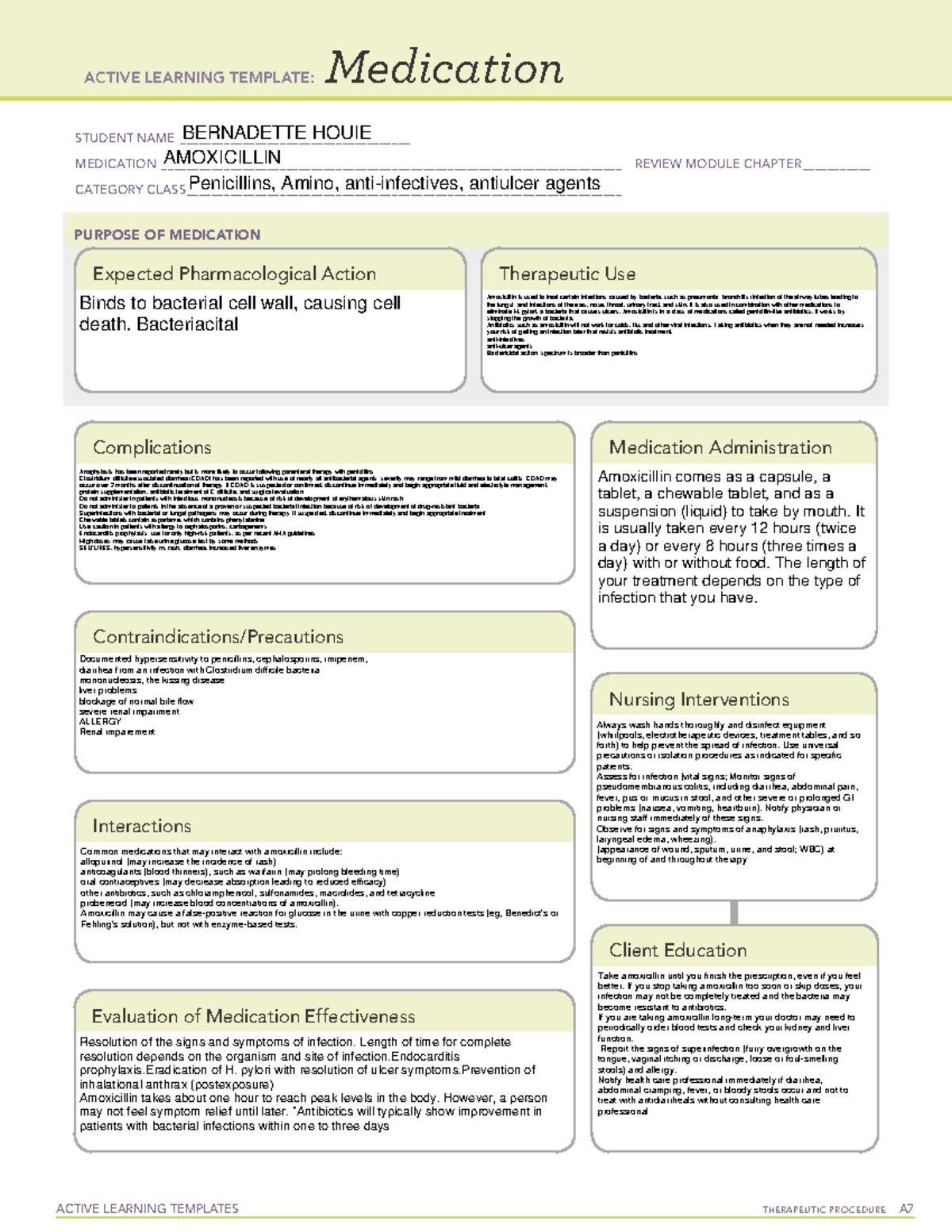 Amoxicillin DRUG CARD: Active Learning Template & Administration ...