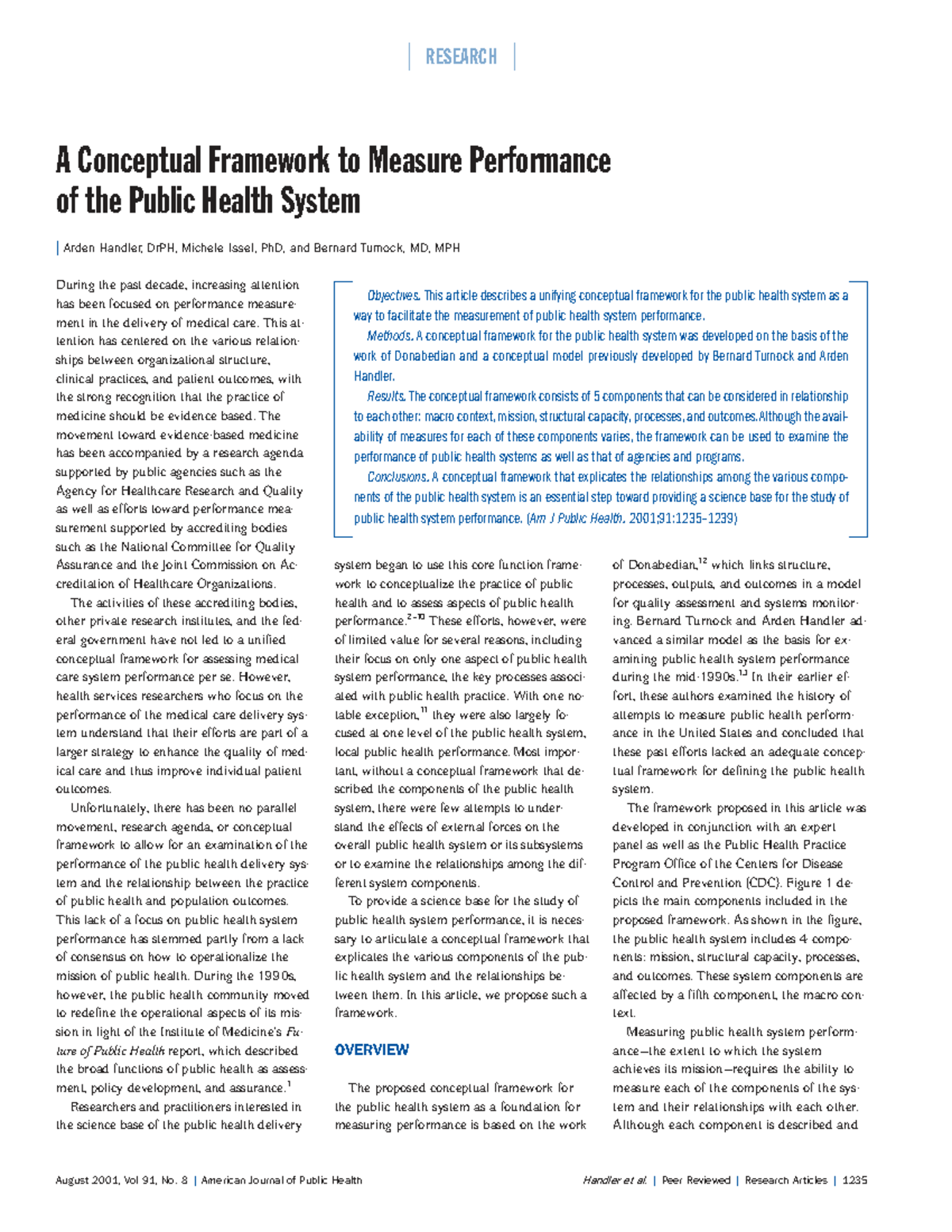 A Conceptual Framework for Measuring Public Health System Performance ...