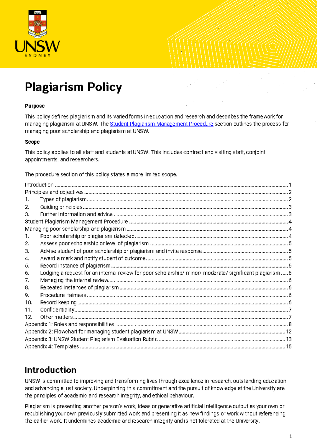 UNSW Plagiarism Policy and Management Procedure Overview - Studocu