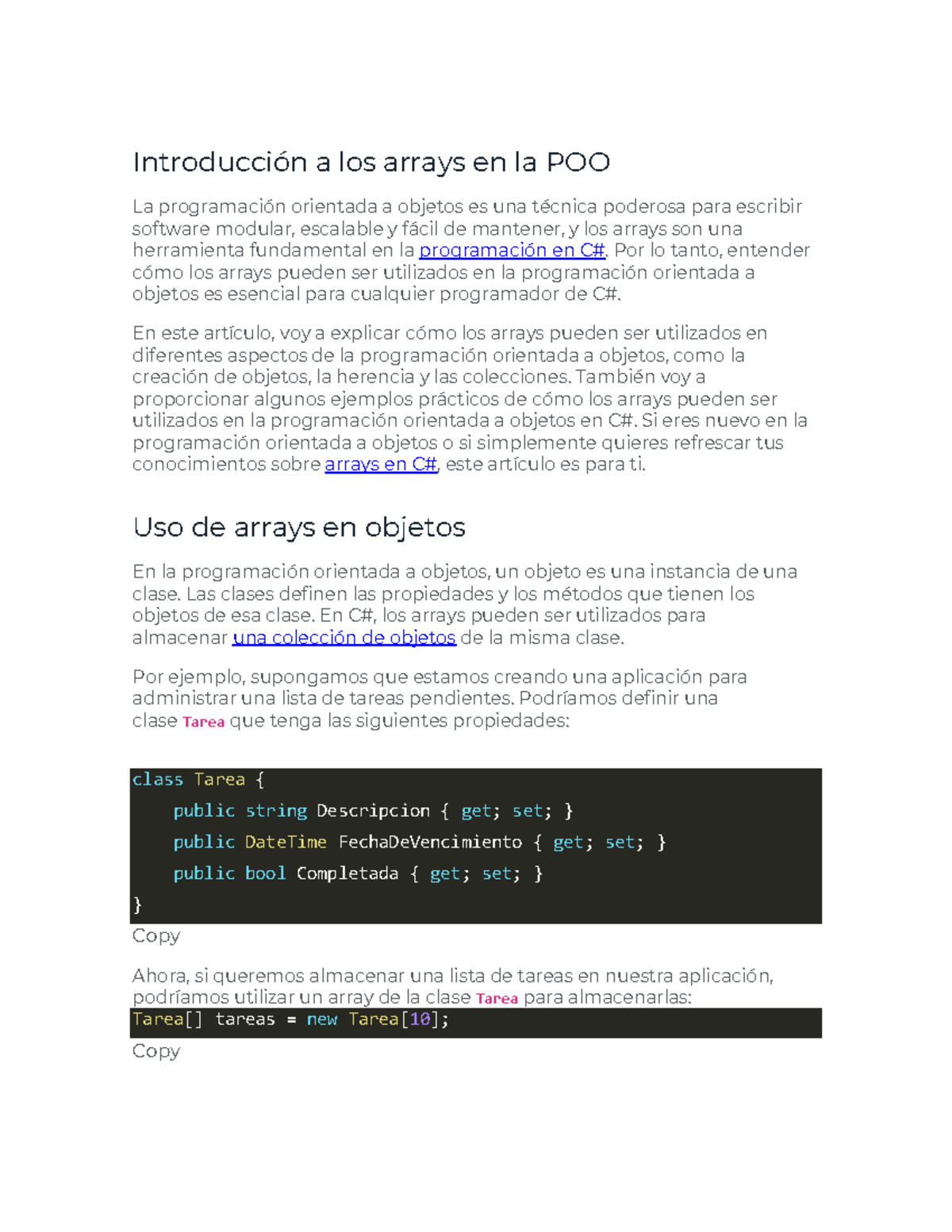 Uso de Arrays en POO: Ventajas y Desventajas en Programación - Studocu