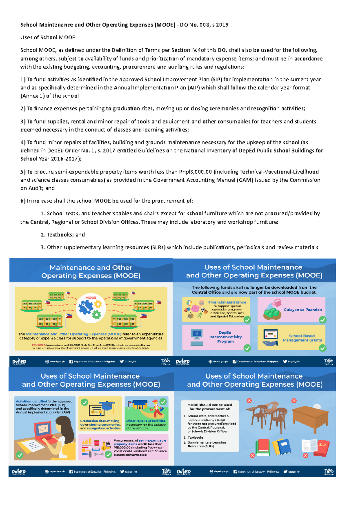 School MOOE Utilization Guidelines & RPMS Tools Overview for MAED - Studocu