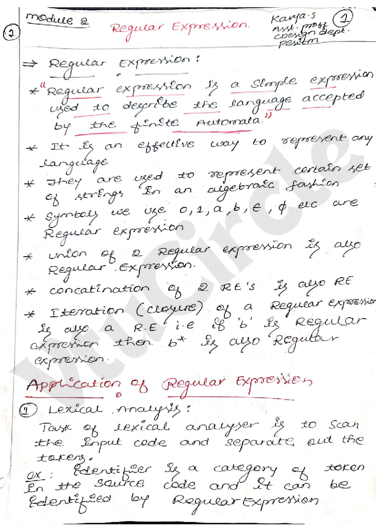 BCS503 Module 2: Regular Expressions and Finite State Machines - Studocu