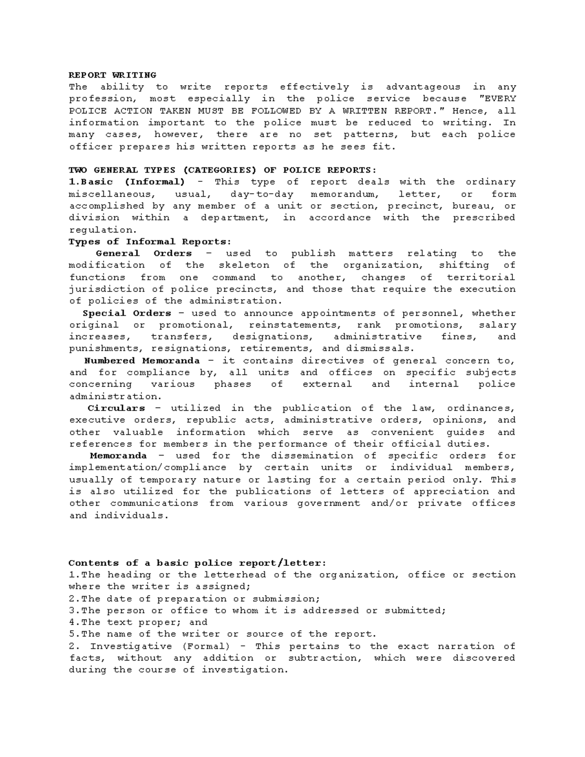 Report Writing - REPORT WRITING The ability to write reports ...