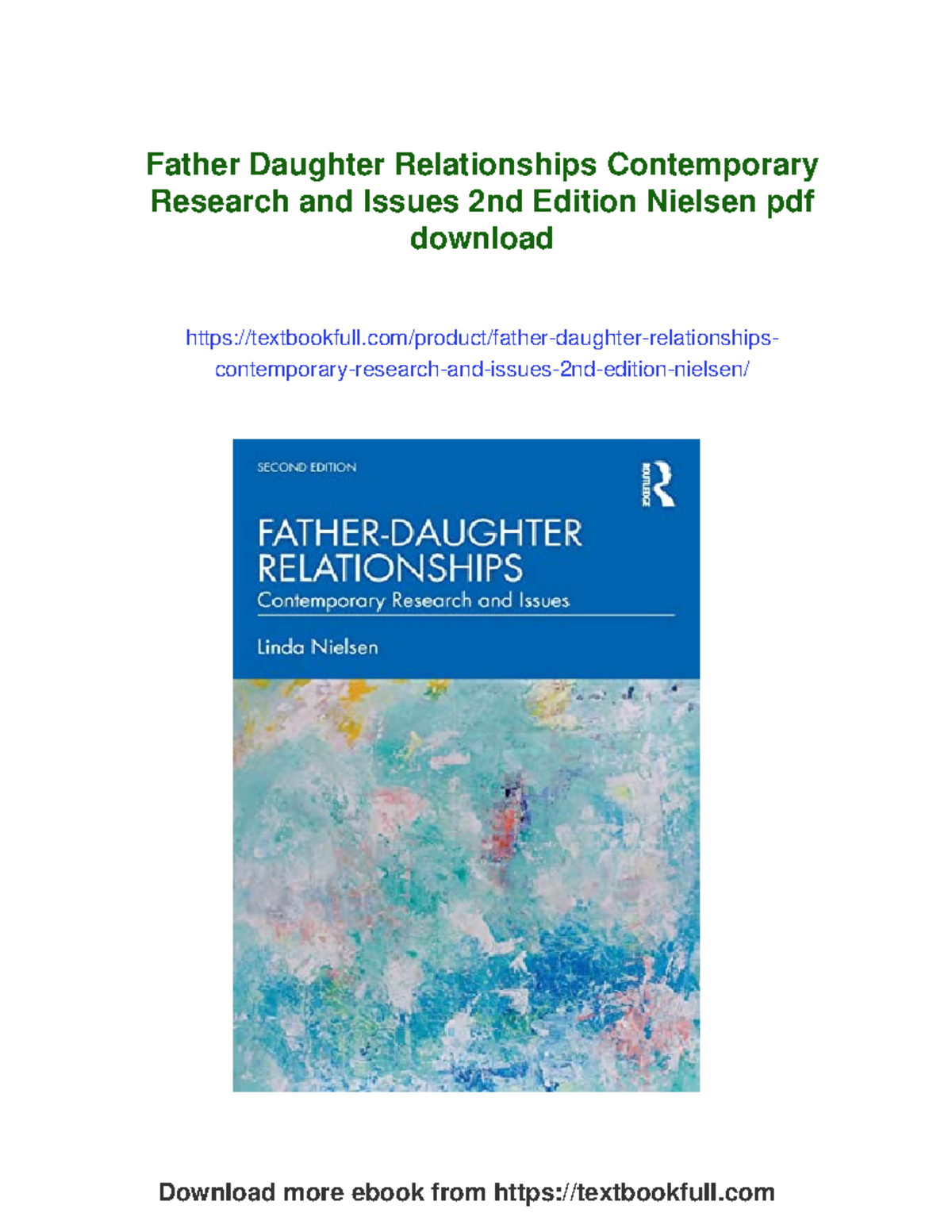 Father-Daughter Relationships: Contemporary Research & Issues (2nd Ed ...