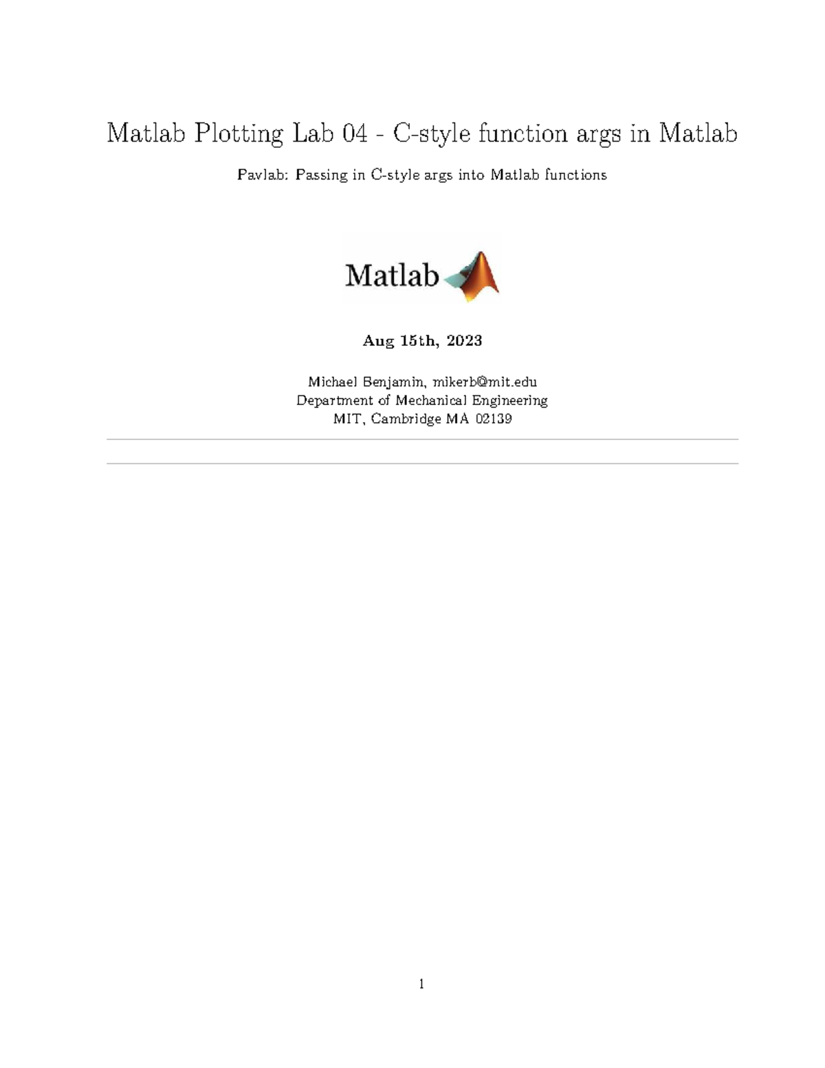 Matlab Plotting Lab 04: Function Arguments and Configuration - Studocu
