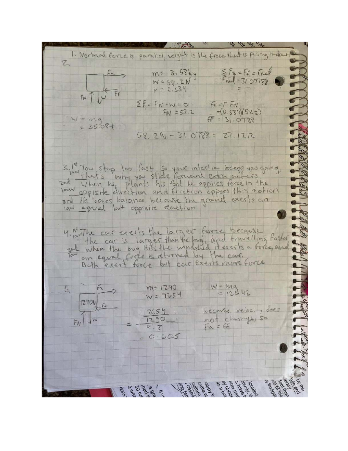 Physics 4 - Practice Work on Forces and Motion Concepts - Studocu