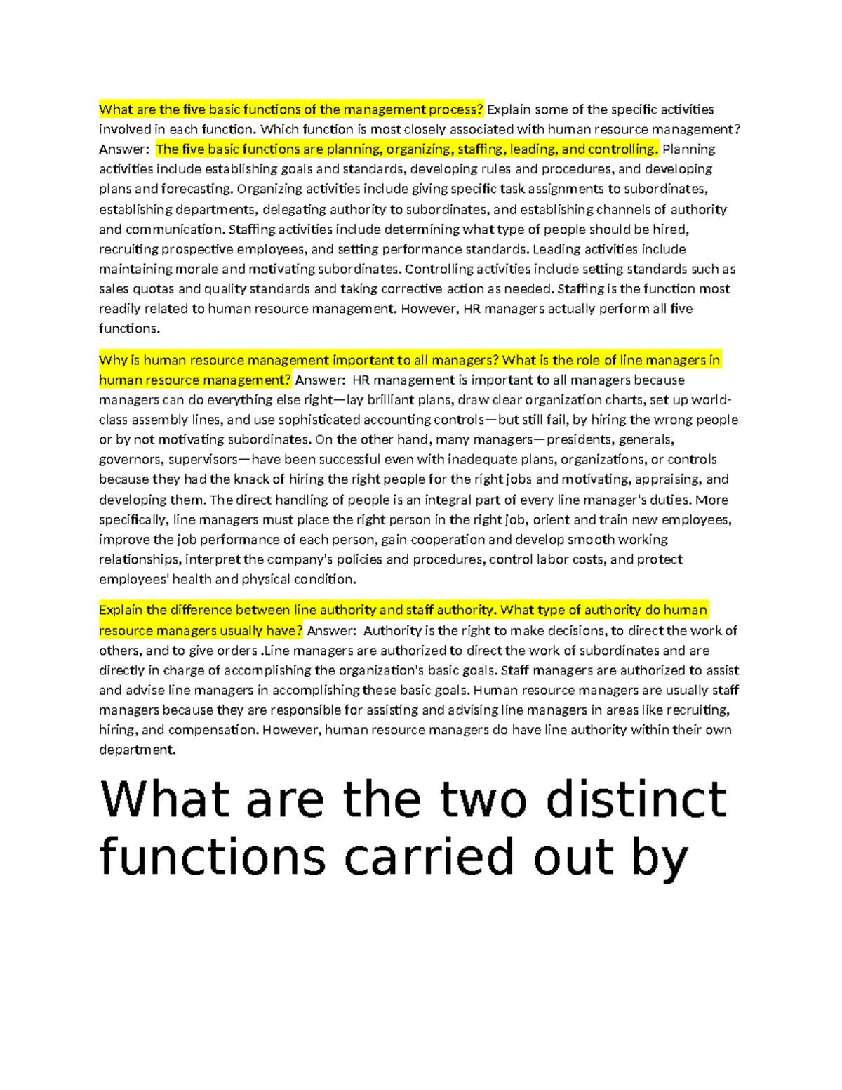 HR chapter 1 - mmmmm - What are the five basic functions of the ...