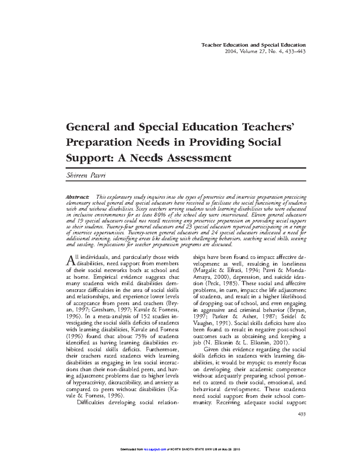 General and Special Education Teachers’..A Needs Assessment ...