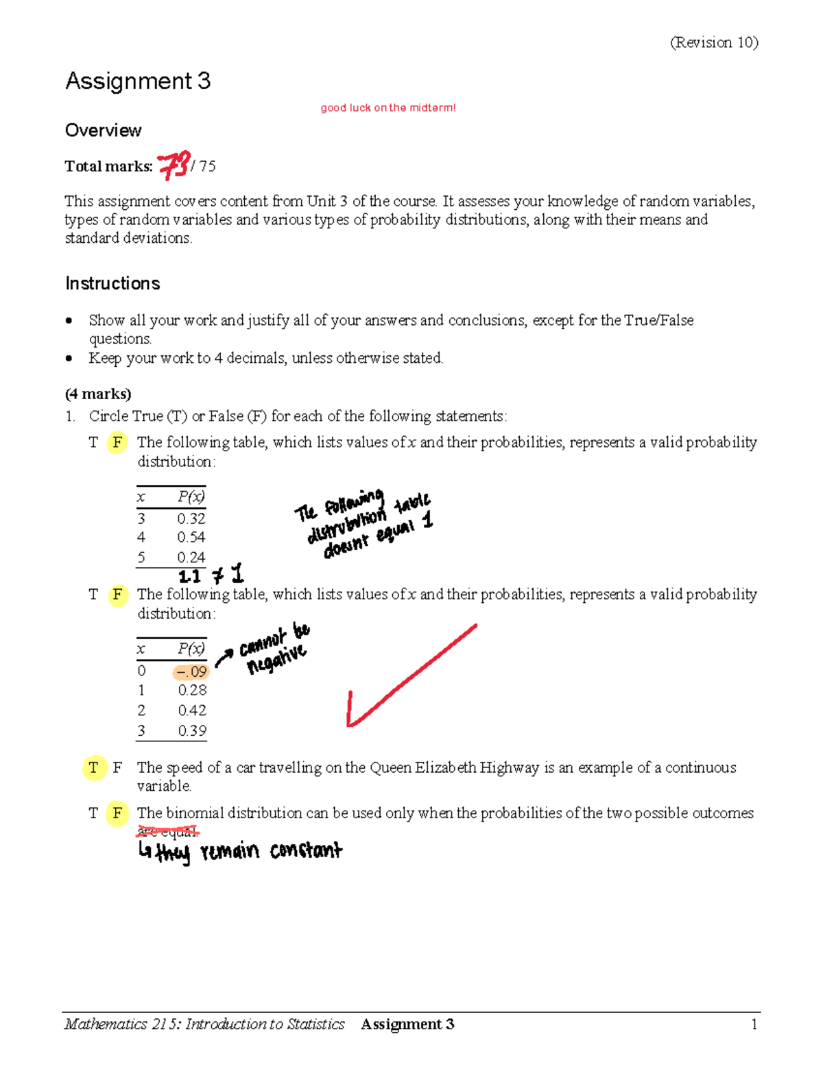 Unit 3 Probability Distributions Assignment 3 Notes - Studocu
