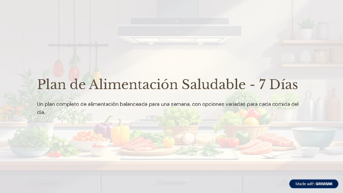 Plan de Alimentación Saludable: Menú Semanal Completo - Studocu