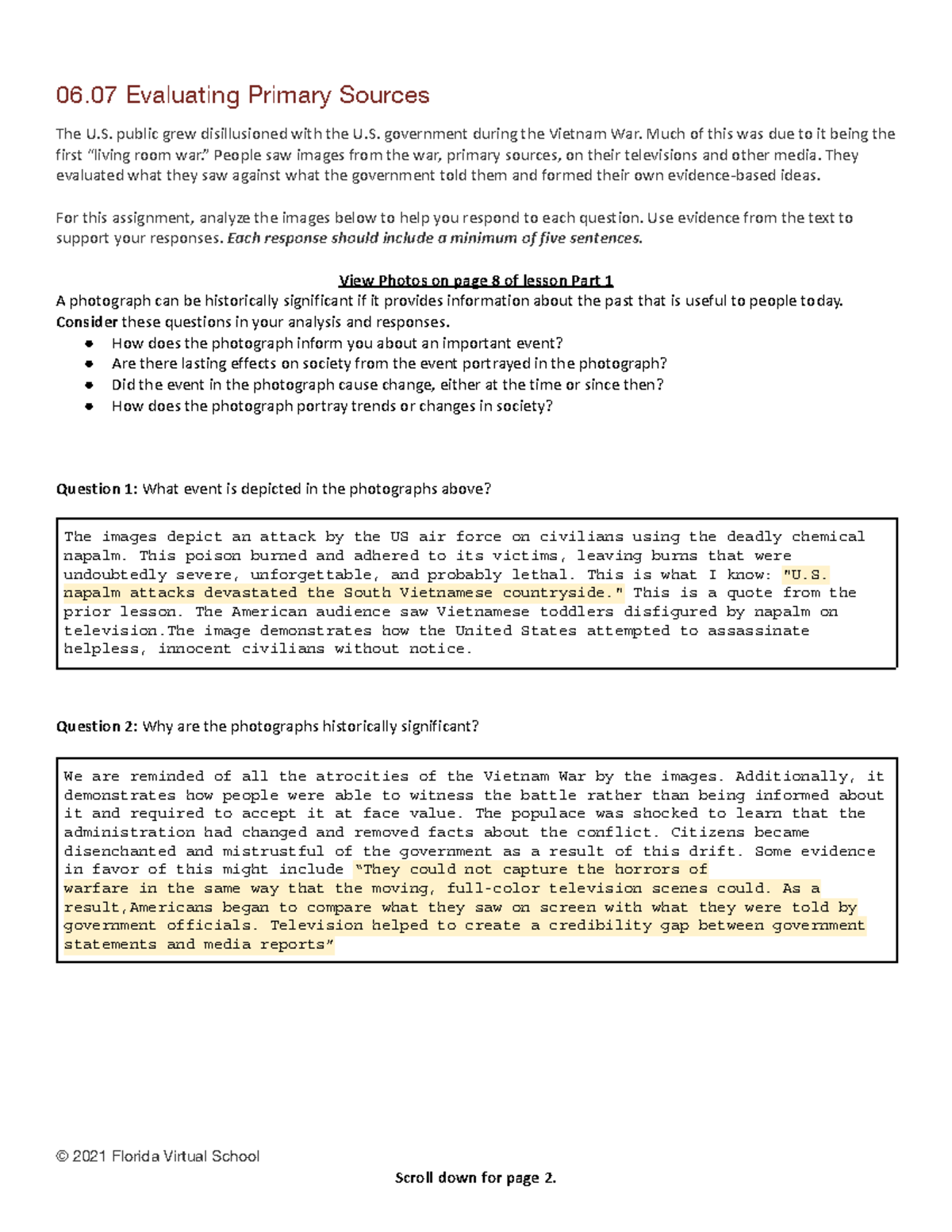 06.07 Analyzing Primary Sources: Disillusionment During Vietnam War ...