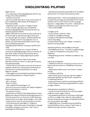 Intro to Siko Pil - Lecture notes 3-7 - FILIPINO PSYCHOLOGY ...