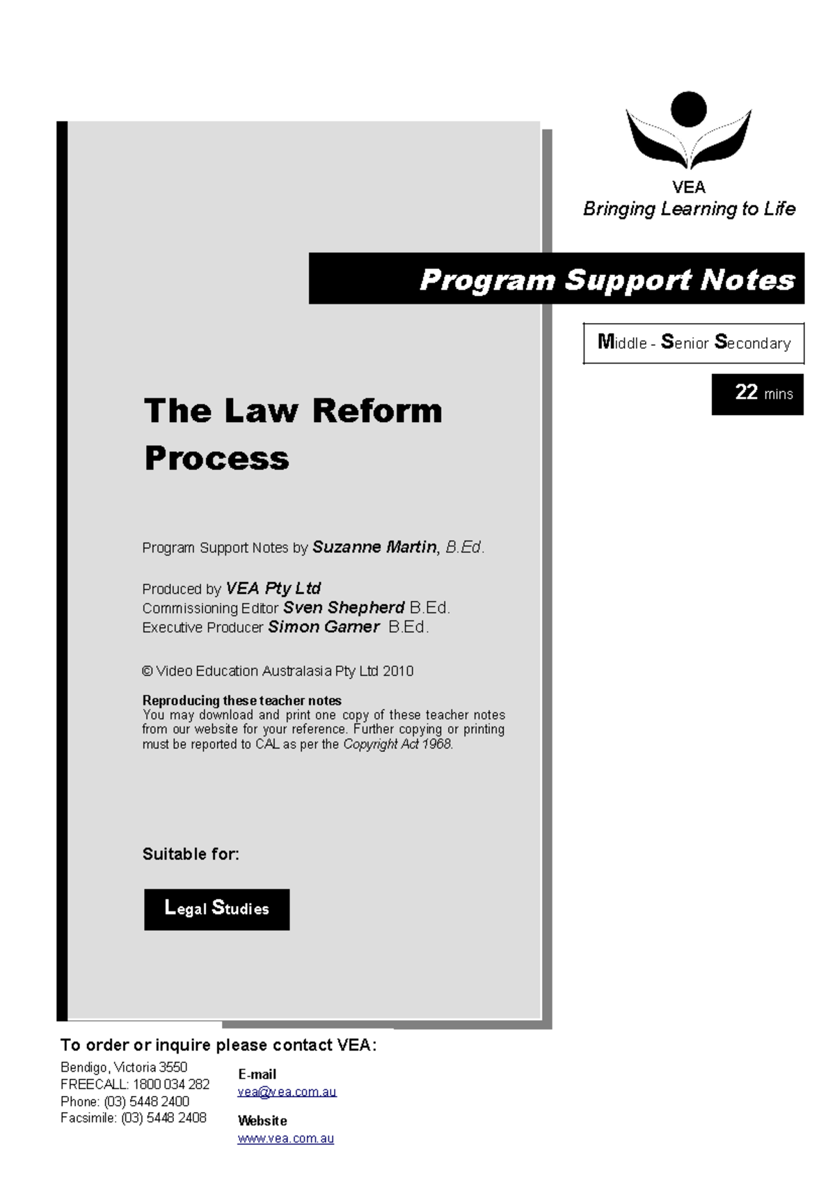 Legal Studies Teacher Notes: The Law Reform Process Insights - Studocu