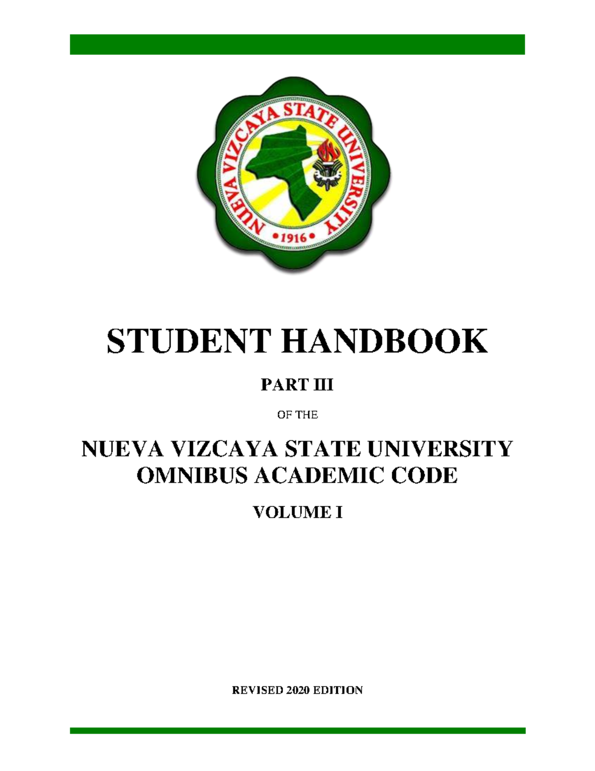 NVSU Student Handbook: Omnibus Academic Code Volume I (Revised 2020 ...