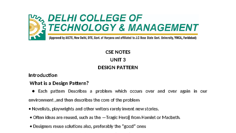 OOPS Unit 3 - OOPS Unit 3 - CSE NOTES UNIT 3 DESIGN PATTERN ...