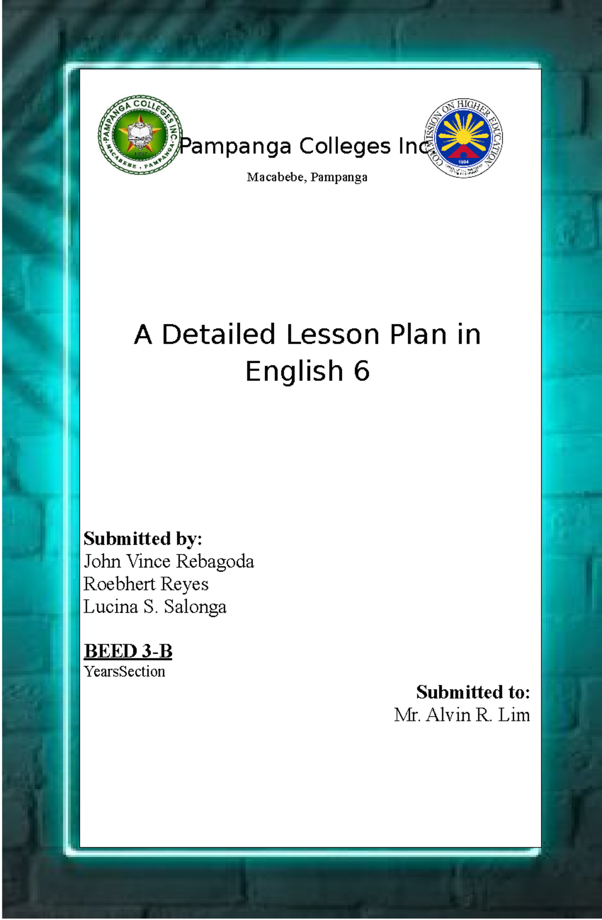 Detailed Lesson Plan on Conjunctions for English 6 (BEED 3-B) - Studocu