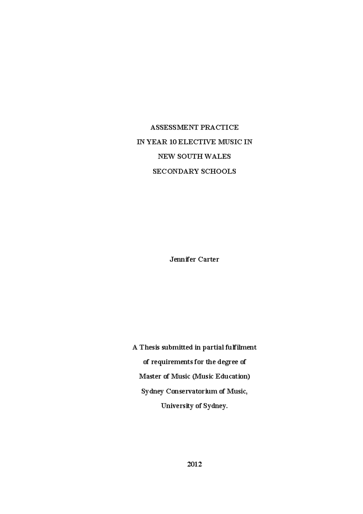 Assessment Practices in Year 10 Elective Music (MUSC 2012) - Studocu