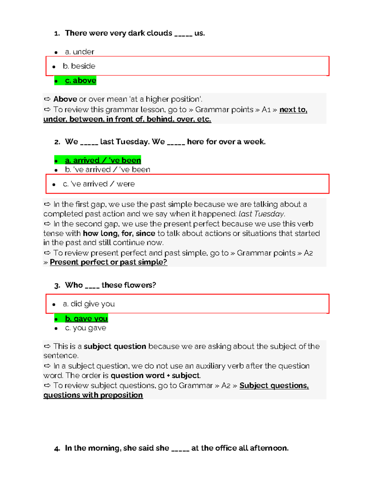Grammar A1 - English Grammar Review and Exercises - Studocu