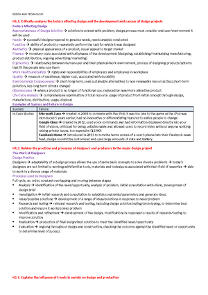 MDP folio booklet 2020 - DESIGN AND TECHNOLOGY MAJOR DESIGN PROJECT ...