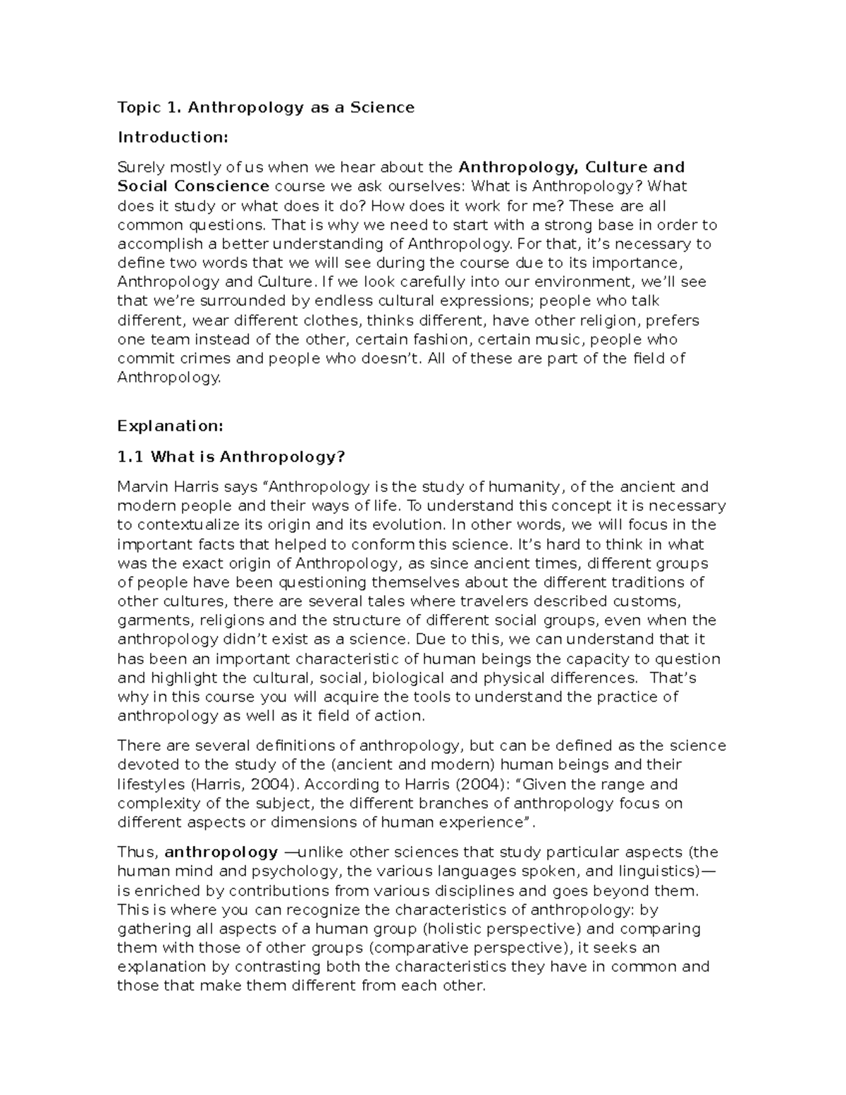 Anthropology as a Science: Understanding Culture and Society (ANTH 101 ...