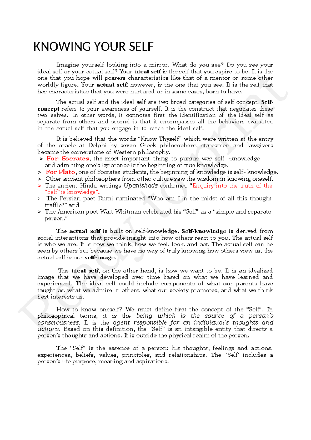 Personal Development - Module 1: Knowing Oneself & Personal ...