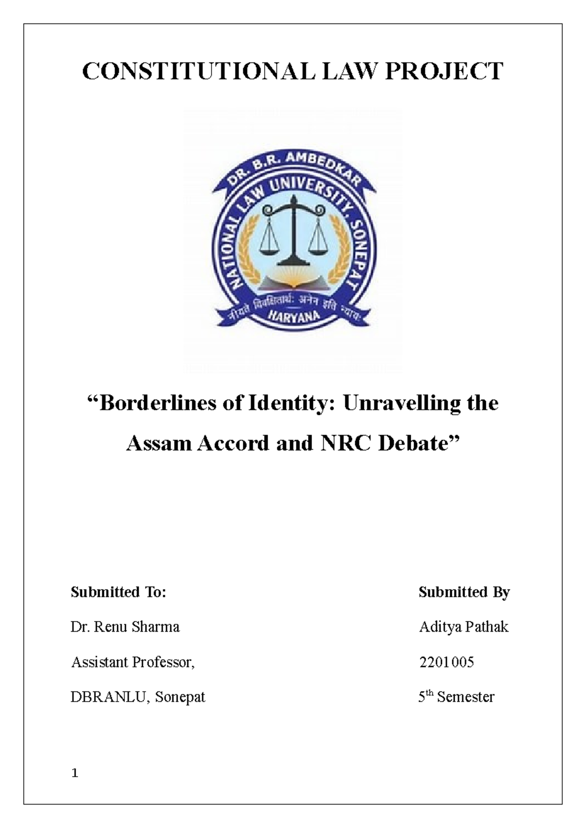 Constitutional LAW Project - CONSTITUTIONAL LAW PROJECT “Borderlines of ...