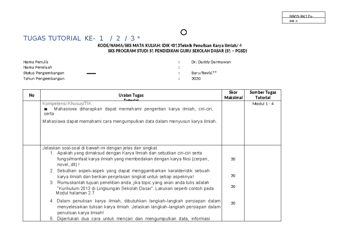 Tugas Tutorial 1-3: Karya Ilmiah IDIK 4013 - Teknik Penulisan Karya ...
