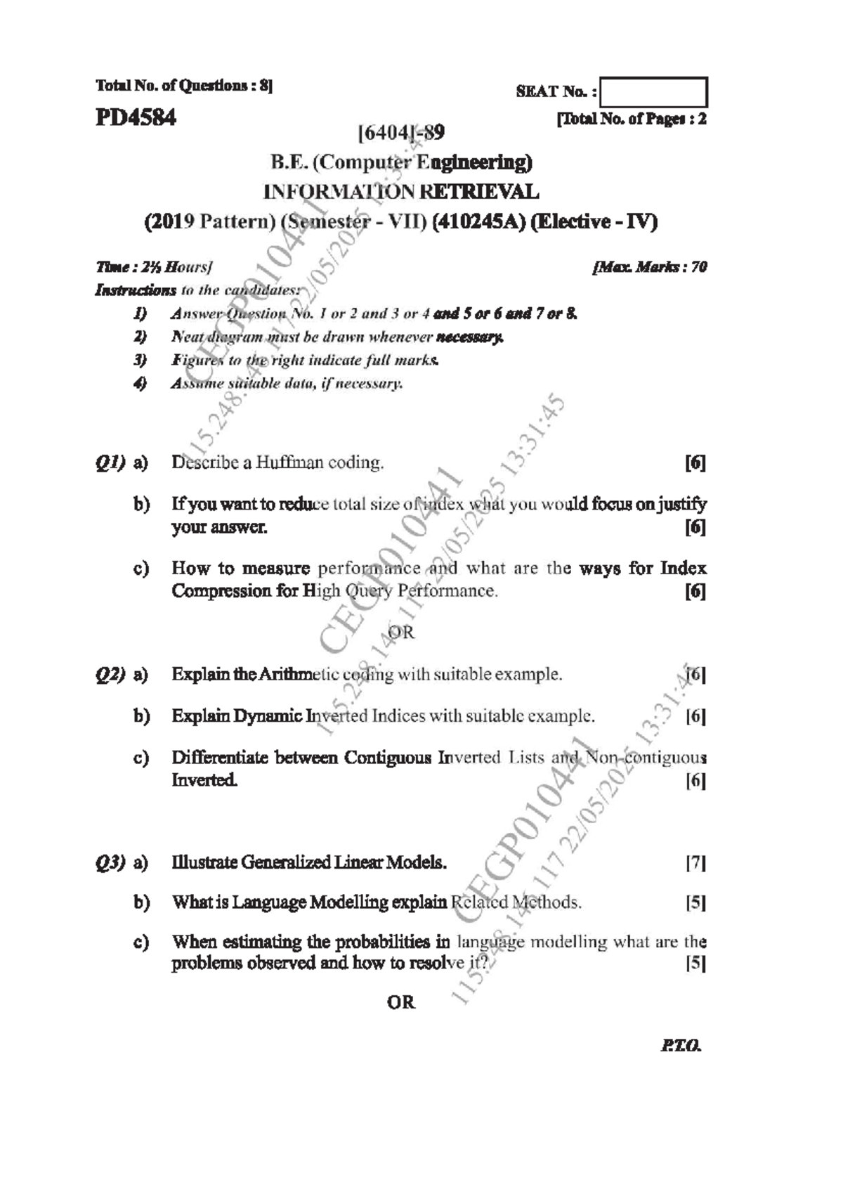 IR May 2025 - SPPU Endsem Paper (410245A) - B.E. Computer Engg. - Studocu