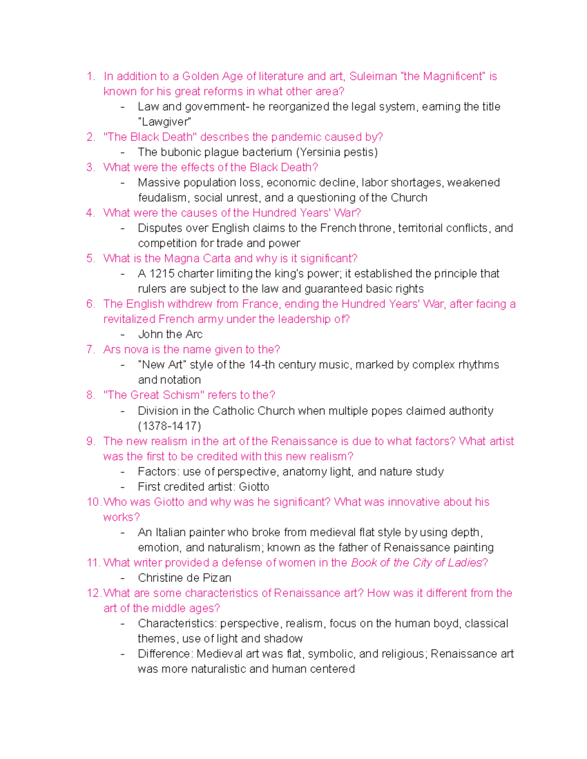 Renaissance Art and Humanism: Key Concepts and Figures (HIST 101) - Studocu