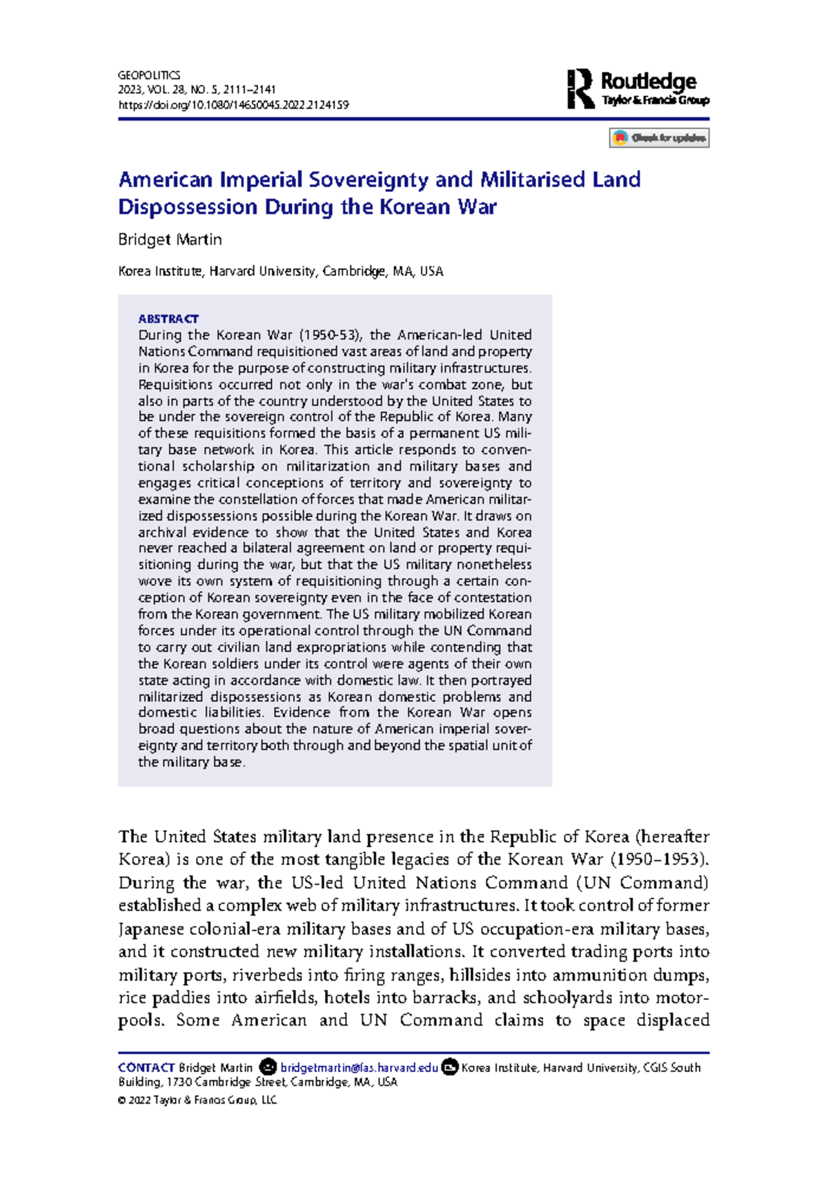 GEOPOLITICS 2023: American Imperial Sovereignty & Land Dispossession in ...